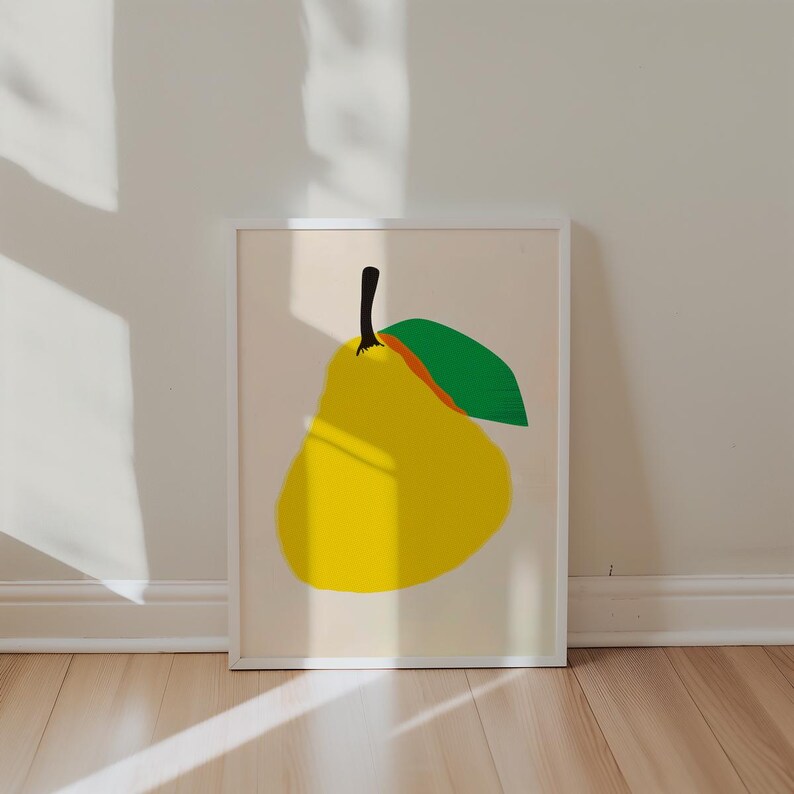 Perfect Pear Poster: Digital Riso Style Wall Art - Etsy
