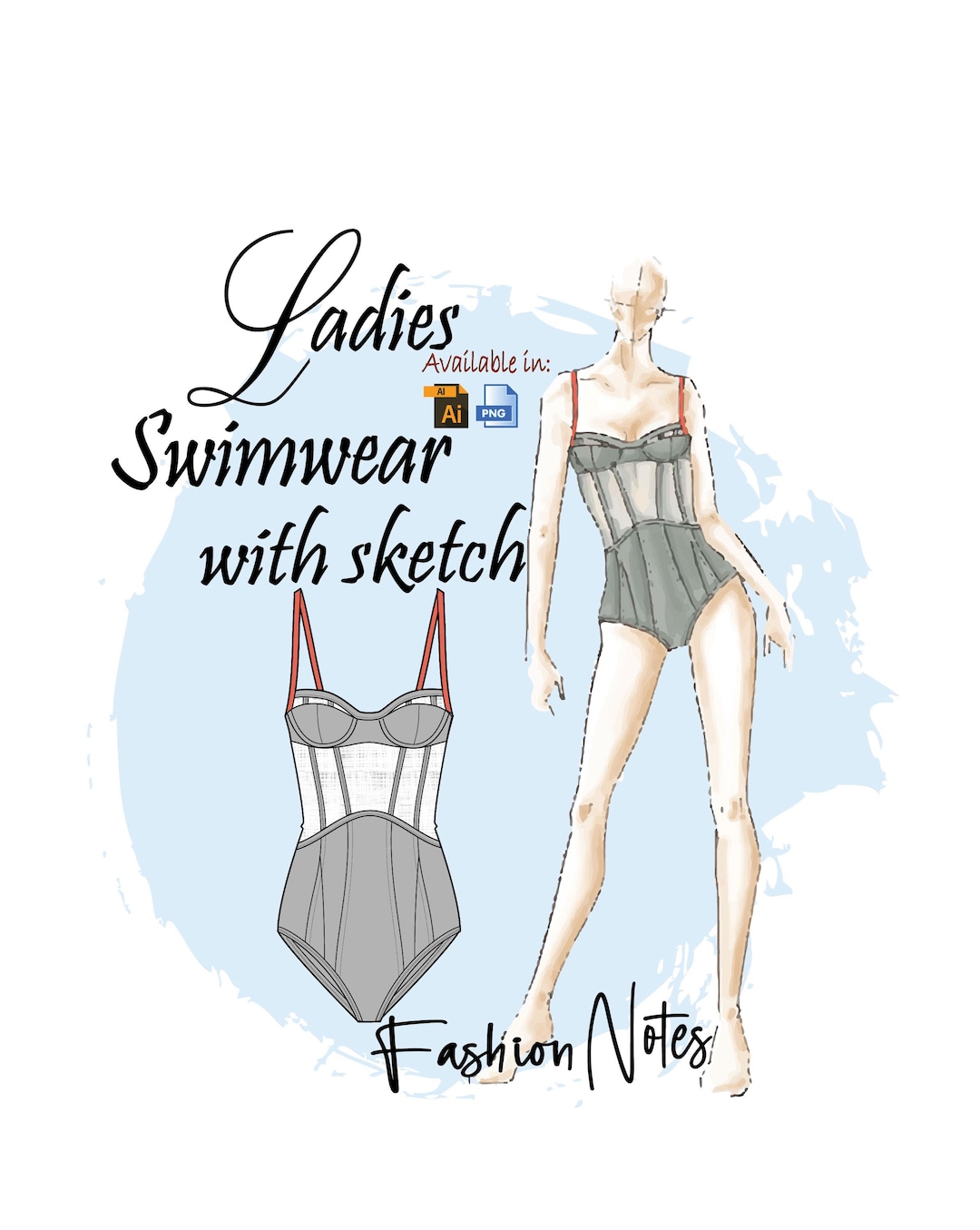 Swimwear Vector , Illustration Swimwear, Flat Fashion Illustration ...