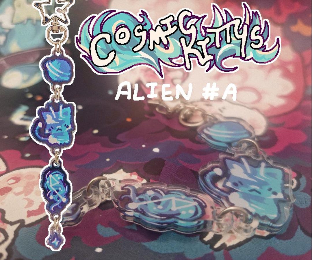 Angry Alien Kitty Keychain - Cosmic Kitties [A] - Etsy