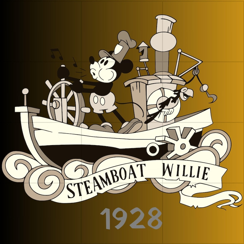 Steamboat Willie 1928 Vintage Design Transparent Background PNG - Etsy