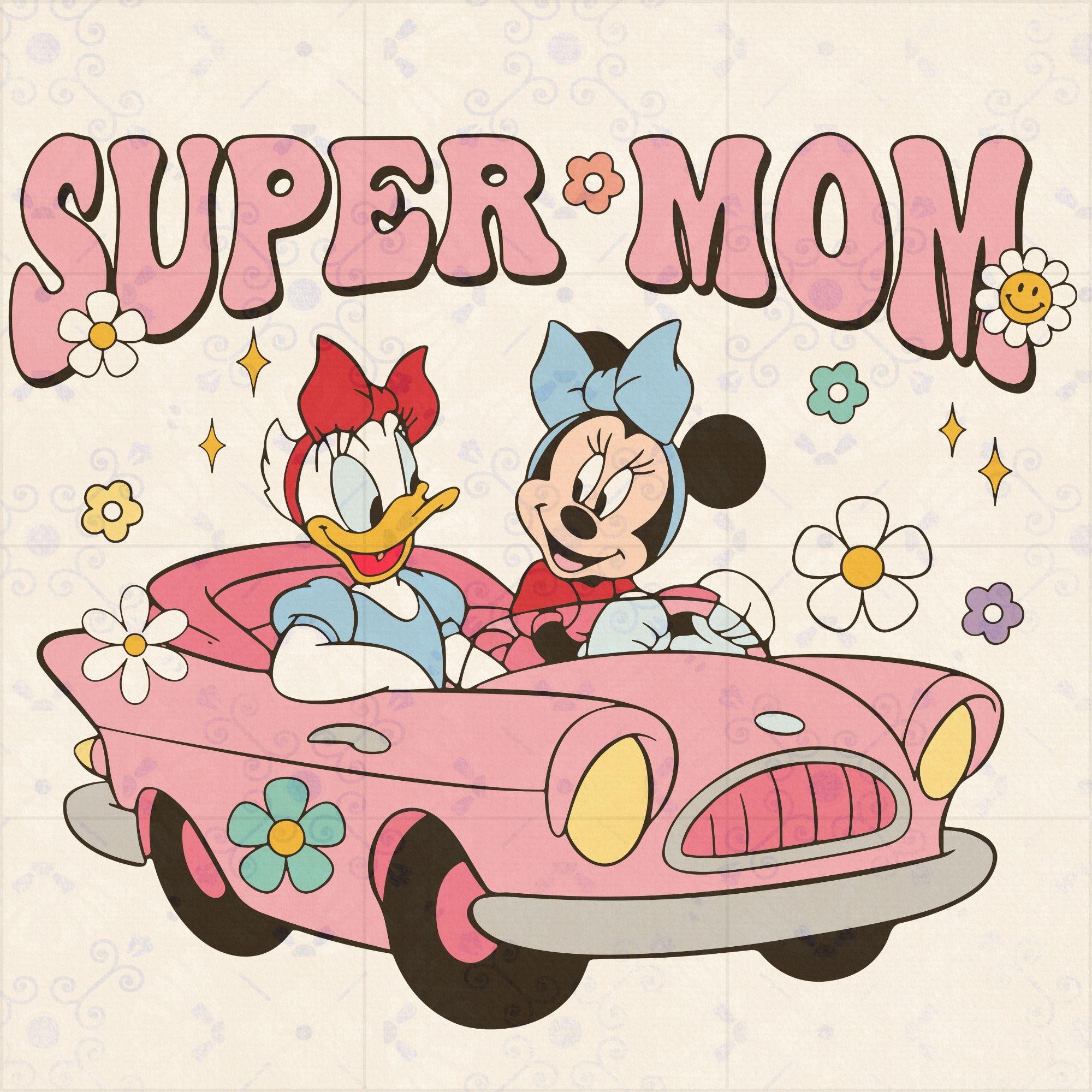 Super Mom Png, Mother's Day Png, Mouse and Friends Png, Retro ...