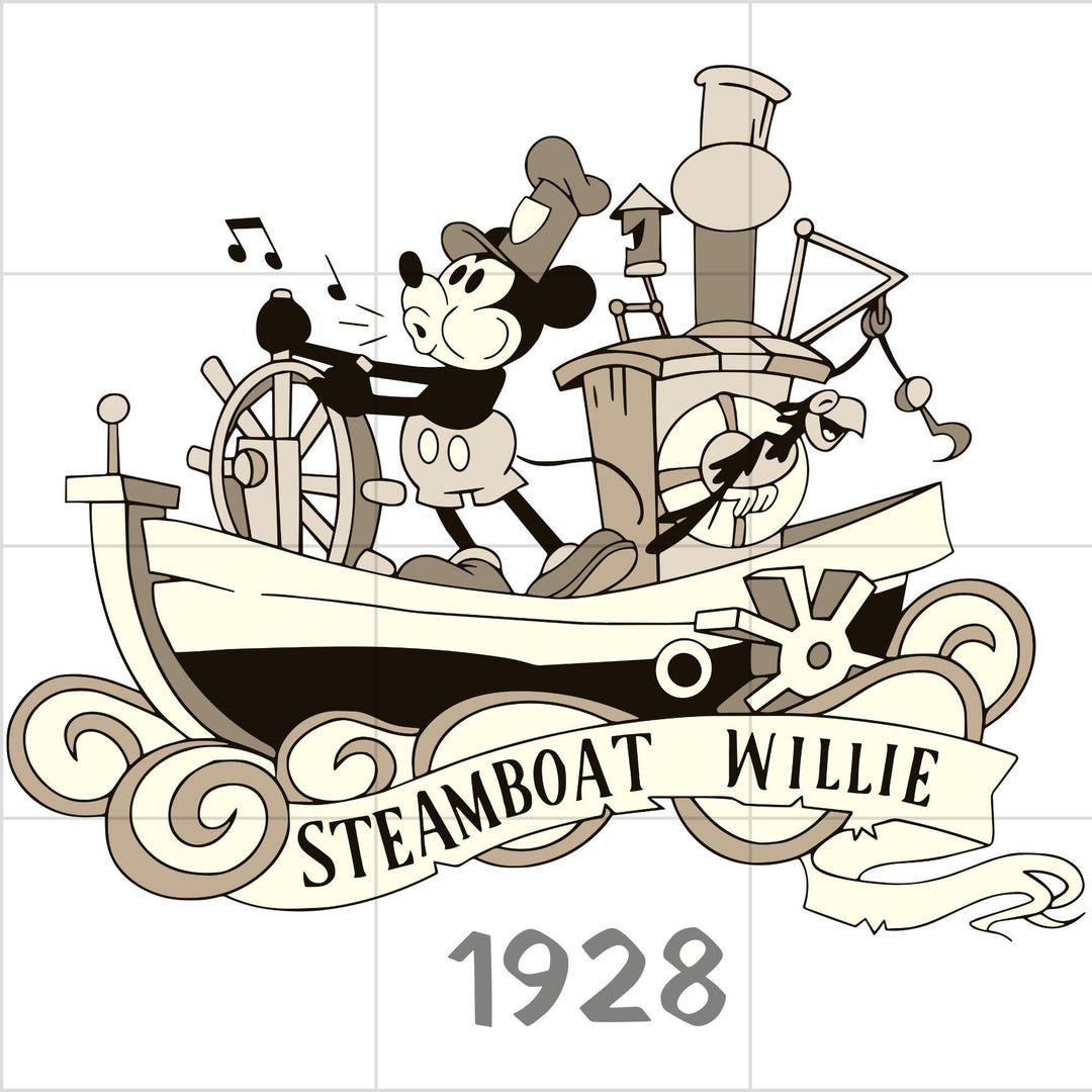 Steamboat Willie 1928 Vintage Design - Transparent Background PNG - Etsy