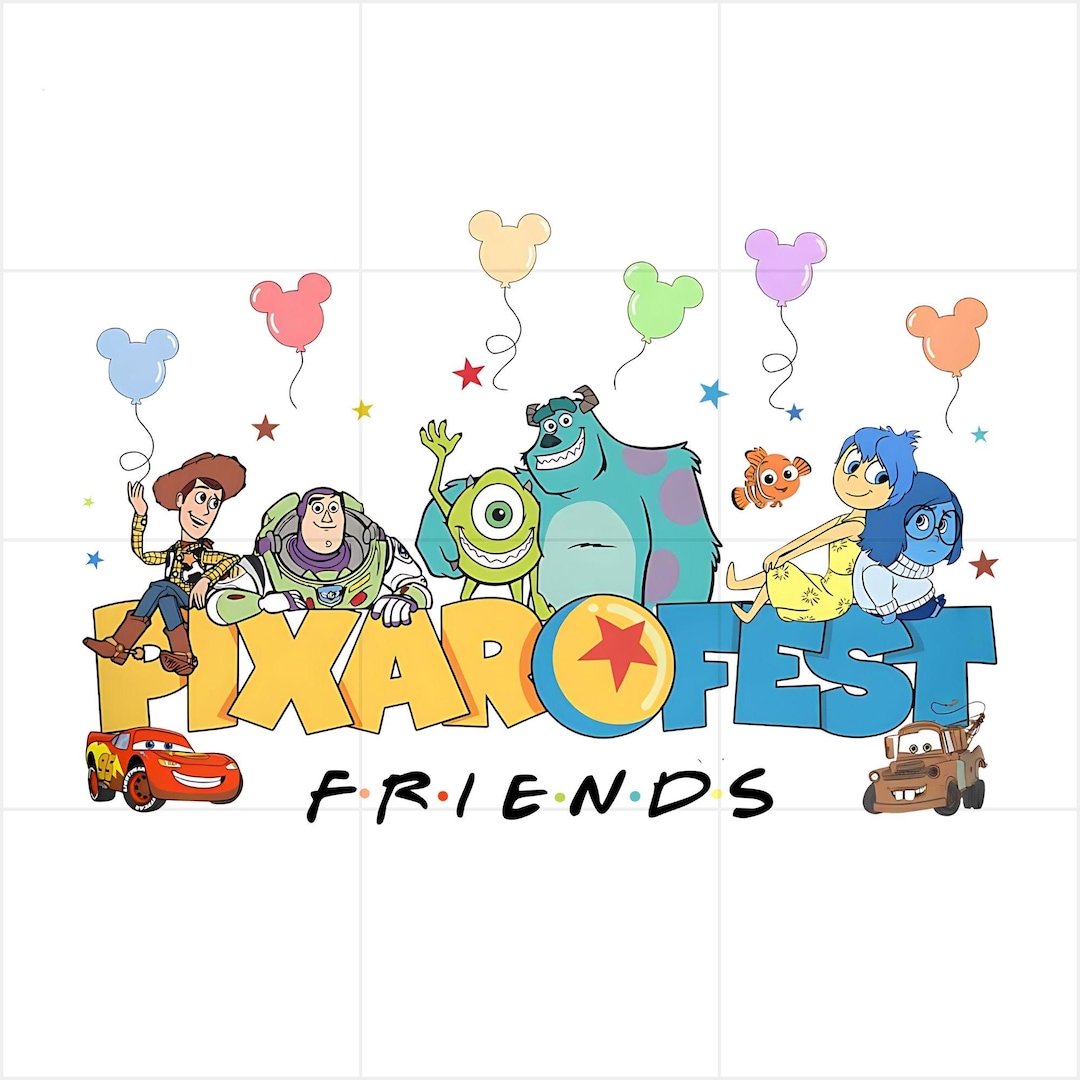 Pixar Friends Themed PNG Files for T-shirt Prints, Bags, Mugs, Etc. - Etsy