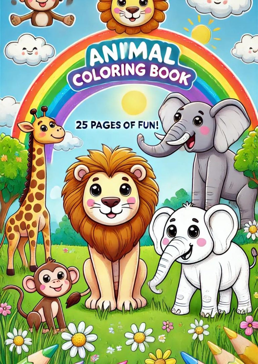 Animal Coloring Book, PDF Format, Available in A4 & 8.5 X 11 Sizes - Etsy
