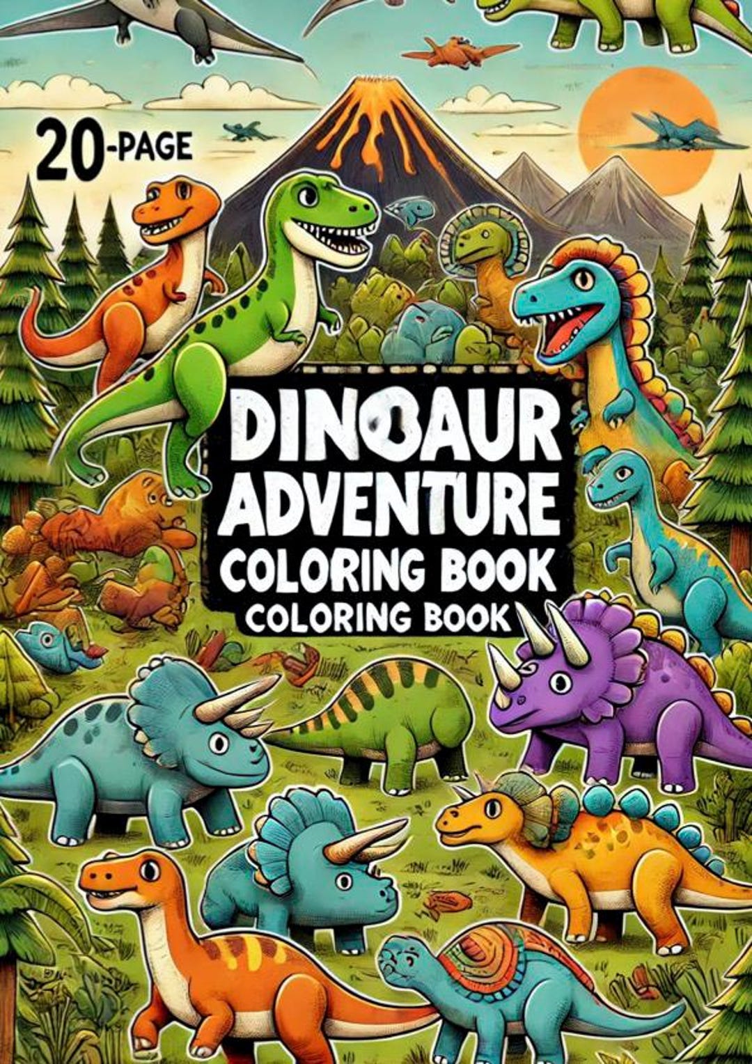 Dinosaur Coloring Book for Kids, PDF Format, Available in A4 & 8.5 X 11 ...