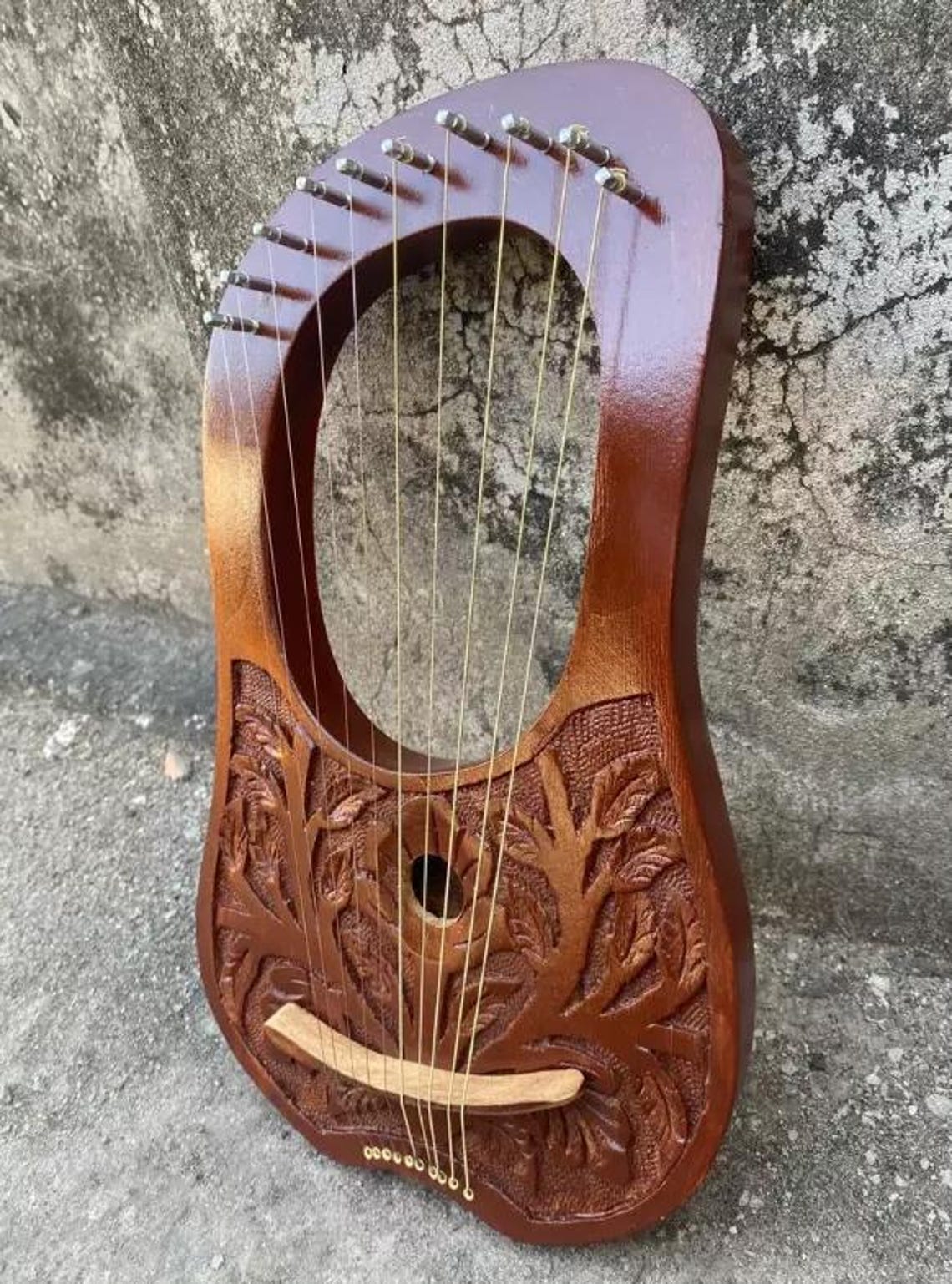 Rosewood 10 String New Flower Lyre Harp Design With Free Tuning Key and ...