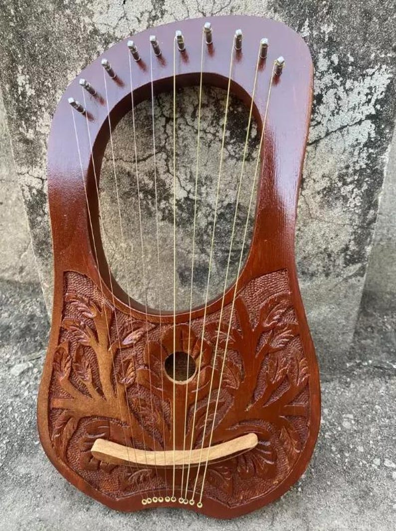 Rosewood 10 String New Flower Lyre Harp Design With Free Tuning Key and ...