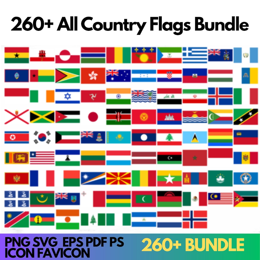 260+ Country Flags SVG PNG EPS Pdf Ps Icon Favicon Bundle – Printable ...