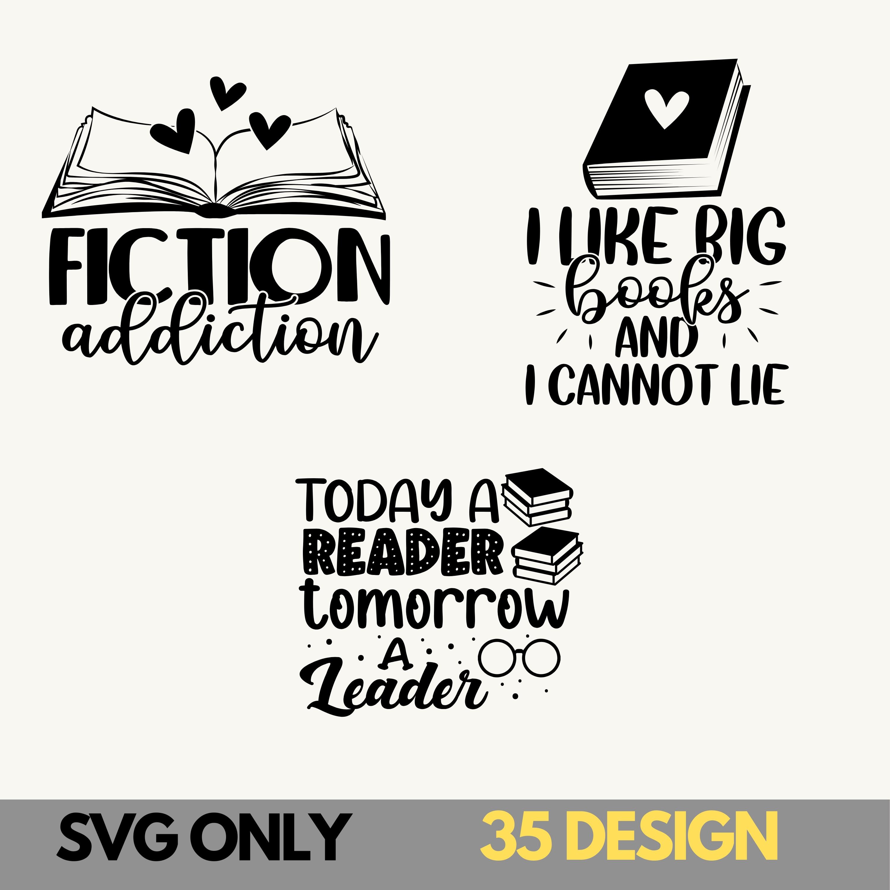 Book Lovers SVG Bundle: 35 Reading Quotes, Bookish Designs (digital ...