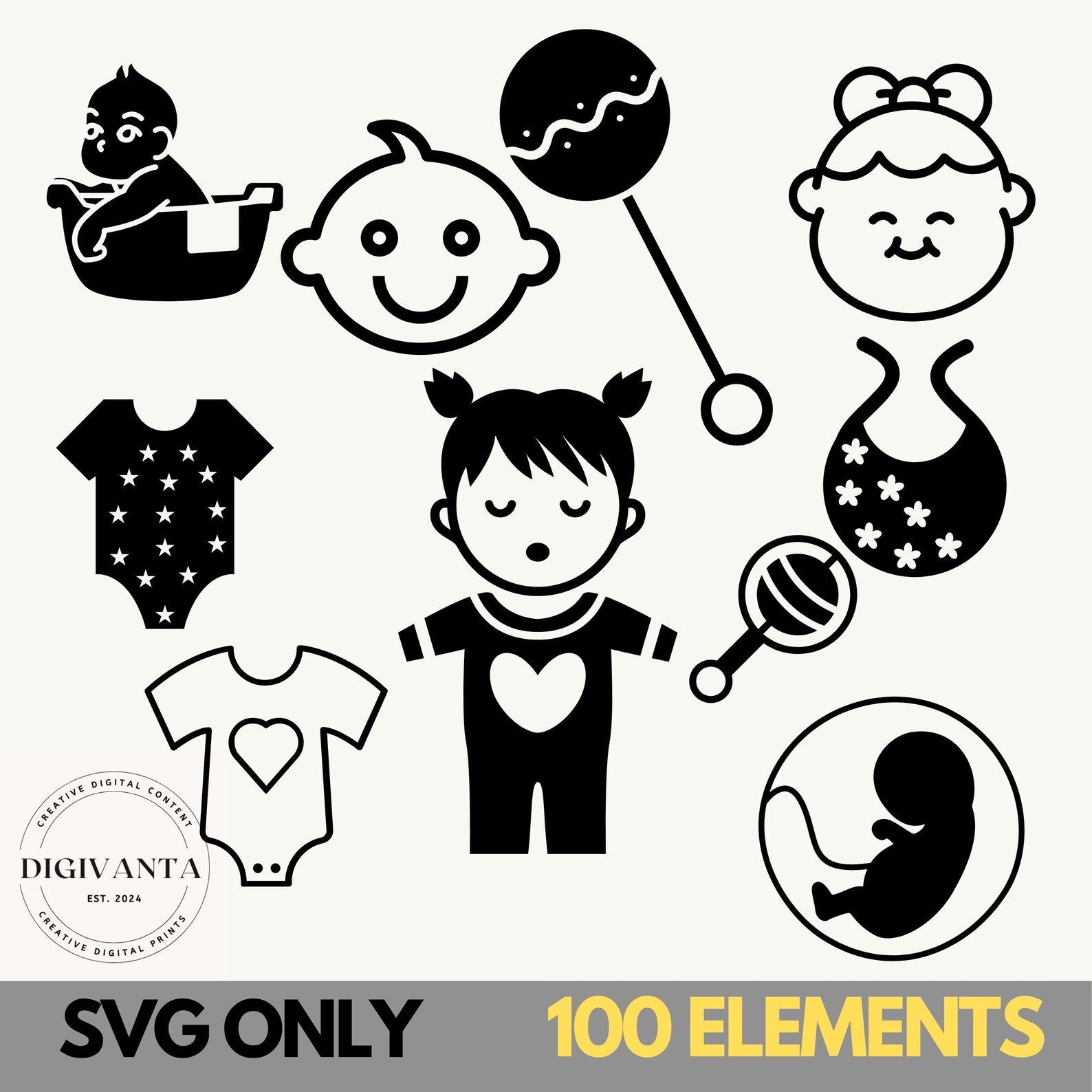 Baby Svg Bundle, Baby Shower Svg, Newborn Svg Bundle, Baby Footprints ...