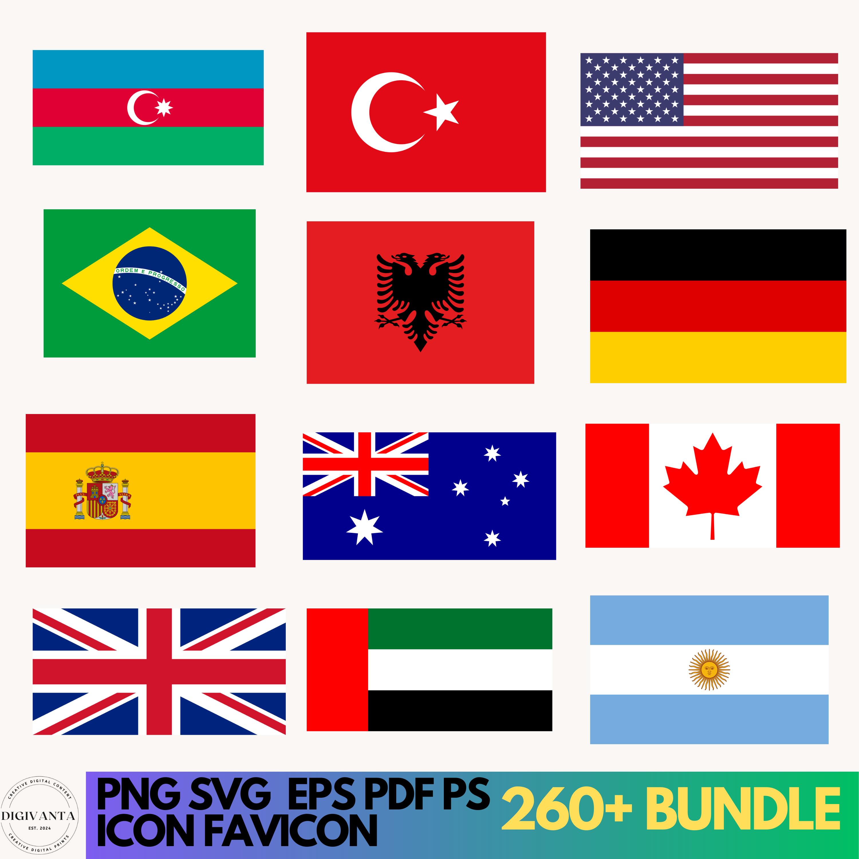 260+ Country Flags SVG PNG EPS Pdf Ps Icon Favicon Bundle – Printable ...