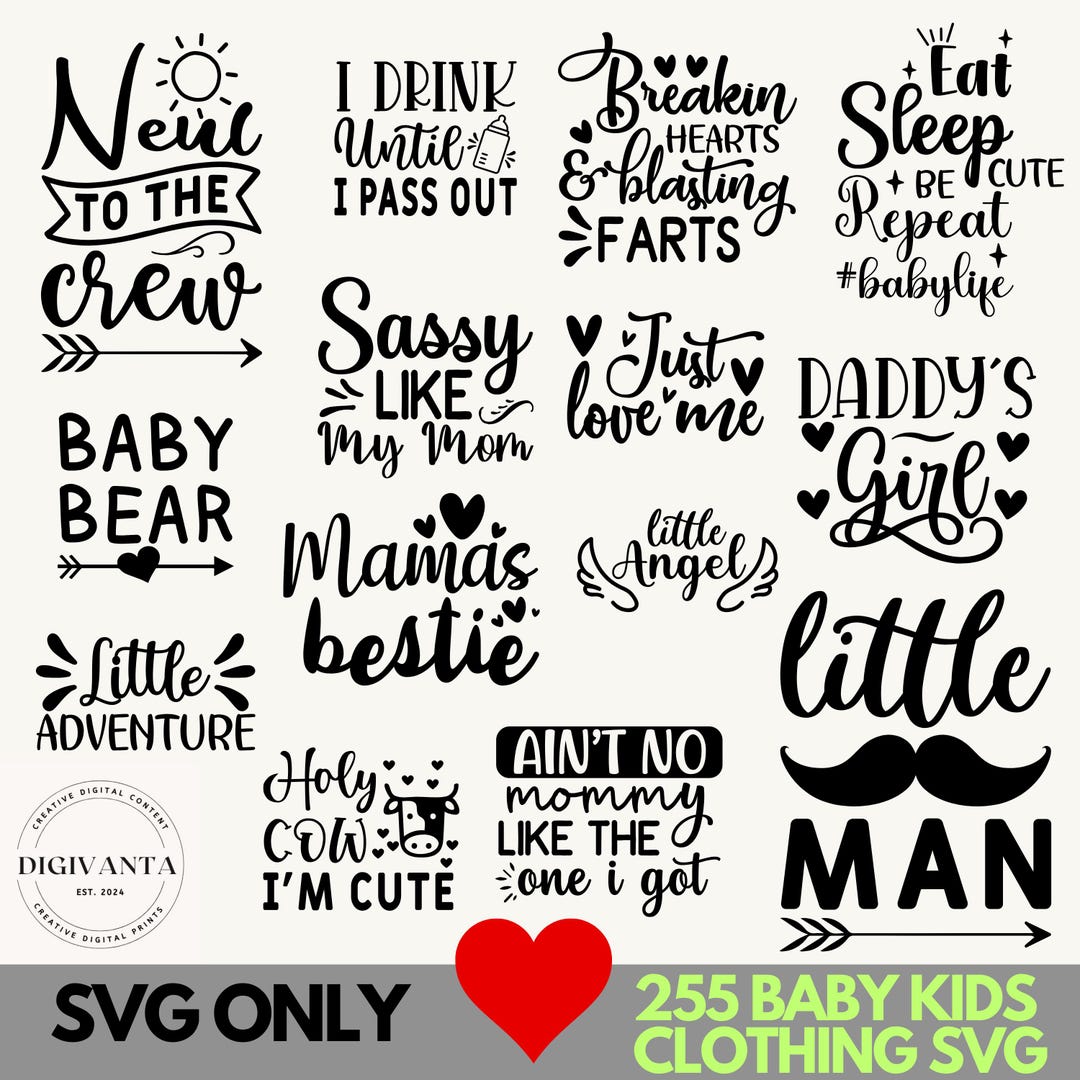 Baby SVG Bundle, Baby Clothes Svg, Cute Baby Sayings, Baby Shower SVG ...