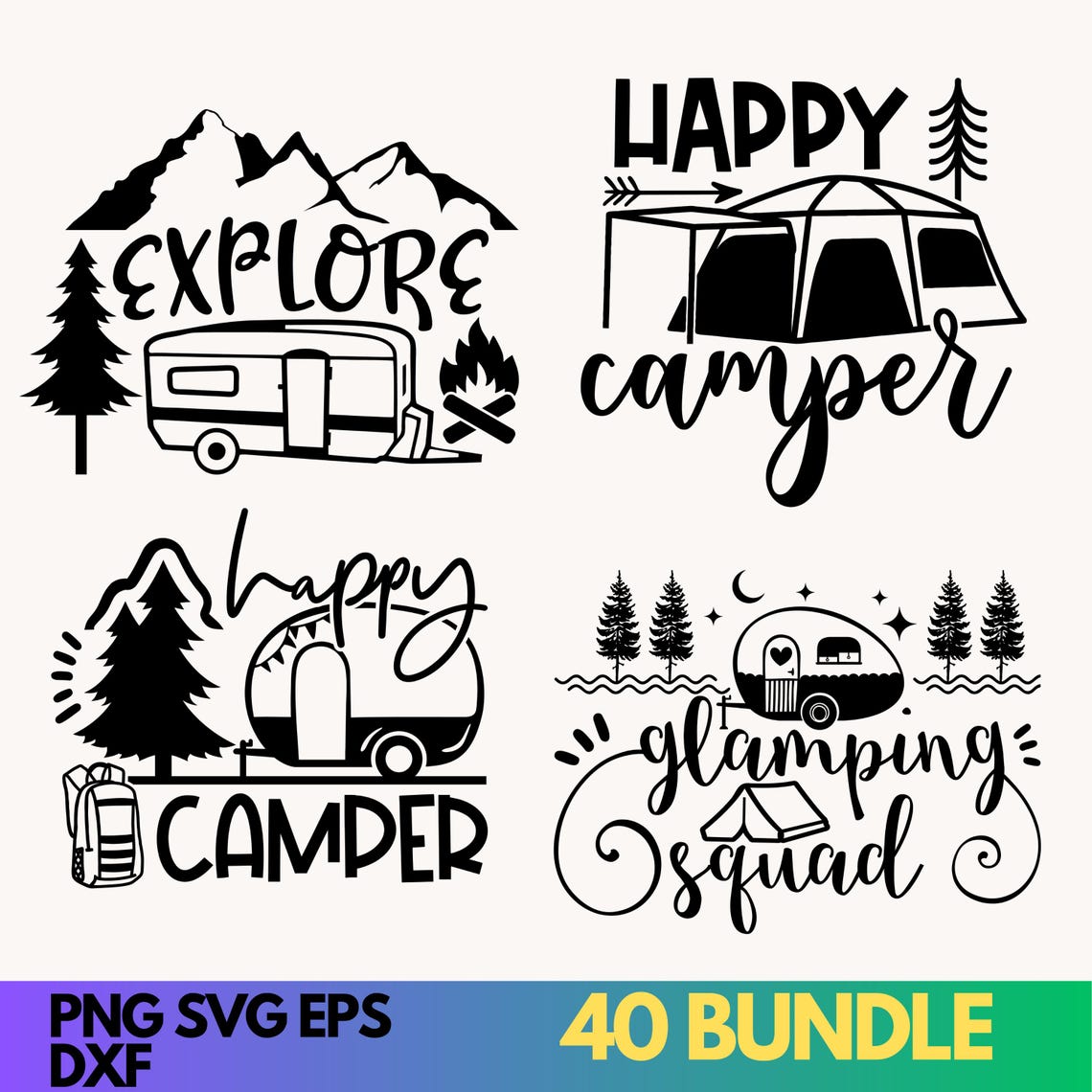 Camping SVG Bundle, Happy Camper Svg, Outdoor Svg, Camp Life Svg ...