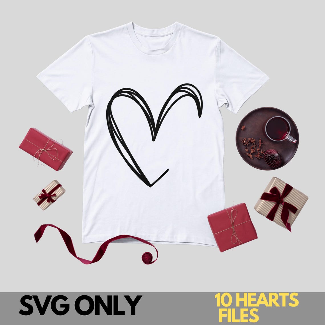 10 Heart Custom Svg Files, Hand Drawn Heart Svg, Custom Heart Svg ...