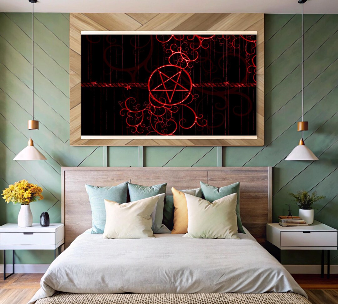 Witchcraft Tapestry: Pagan Gothic Pentagram, Sacred Geometry Woven ...