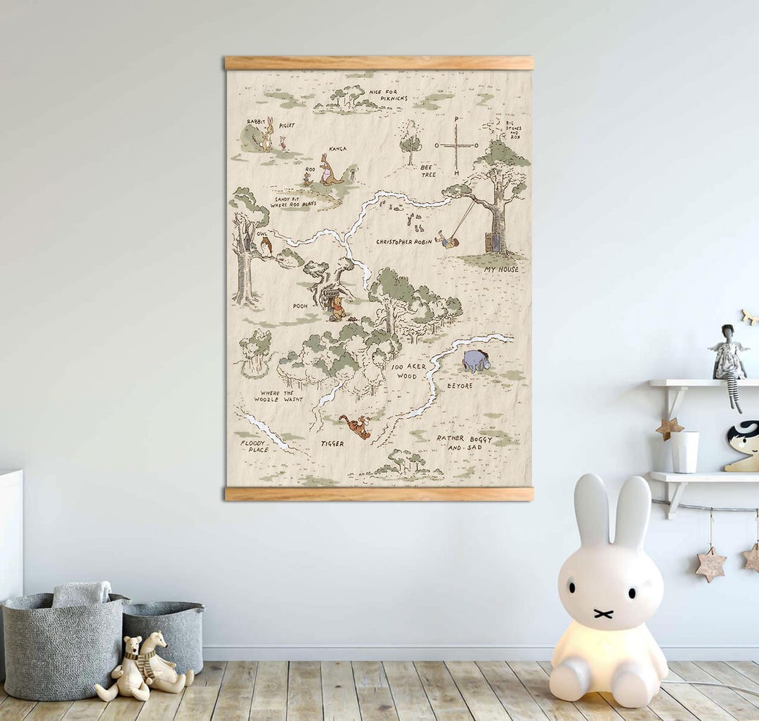 Winnie the Pooh Map, Map Tapestry, 100 Acre Wood Map Tapestry, Winnie ...