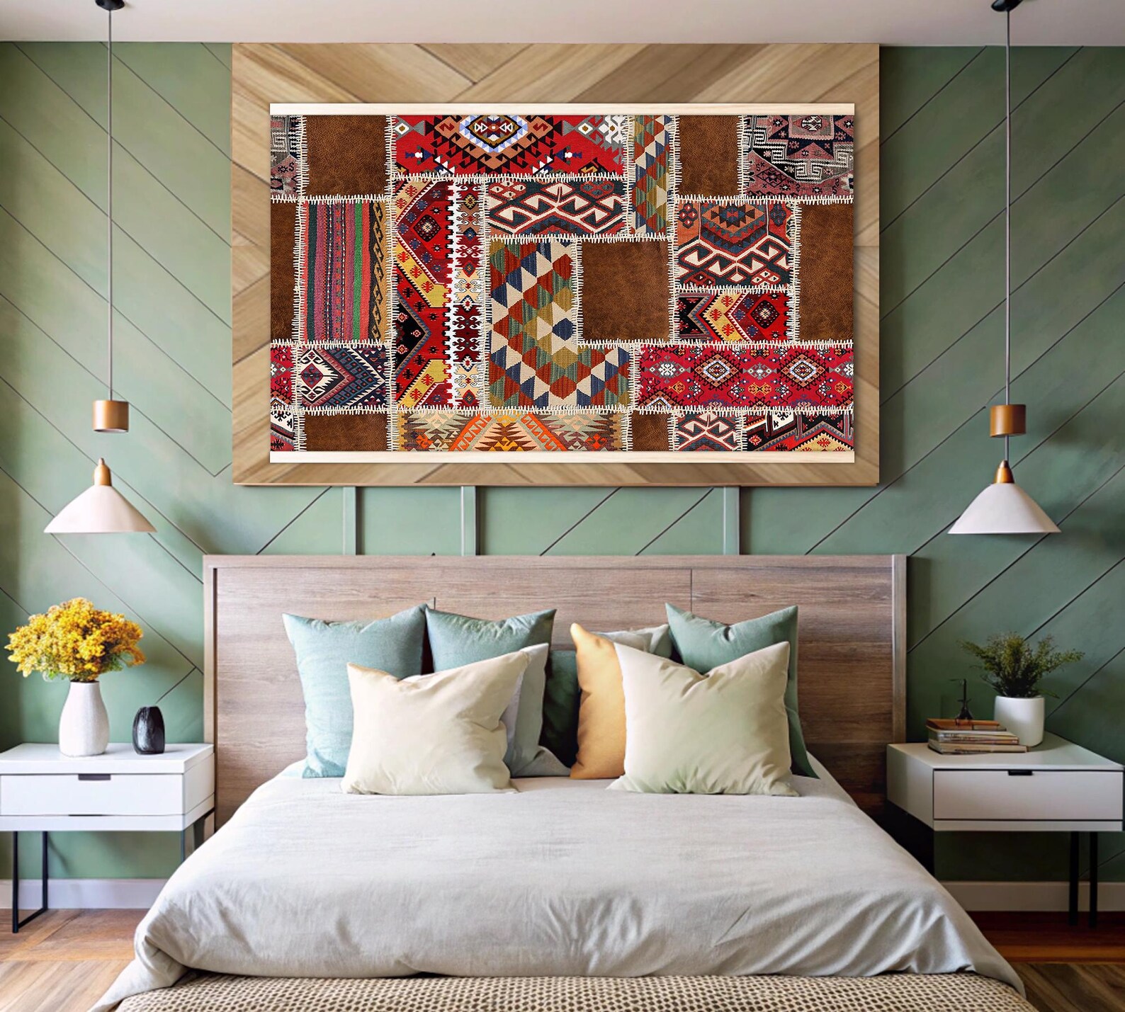 Vintage Patter Tapestry, Original Art on Tapestry, Urban Wall Hanging ...