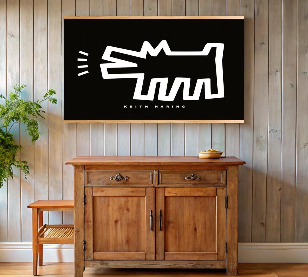 Keith Minimalist Barking Dog Pop Art Poster, Animal Lovers Gift, Red ...