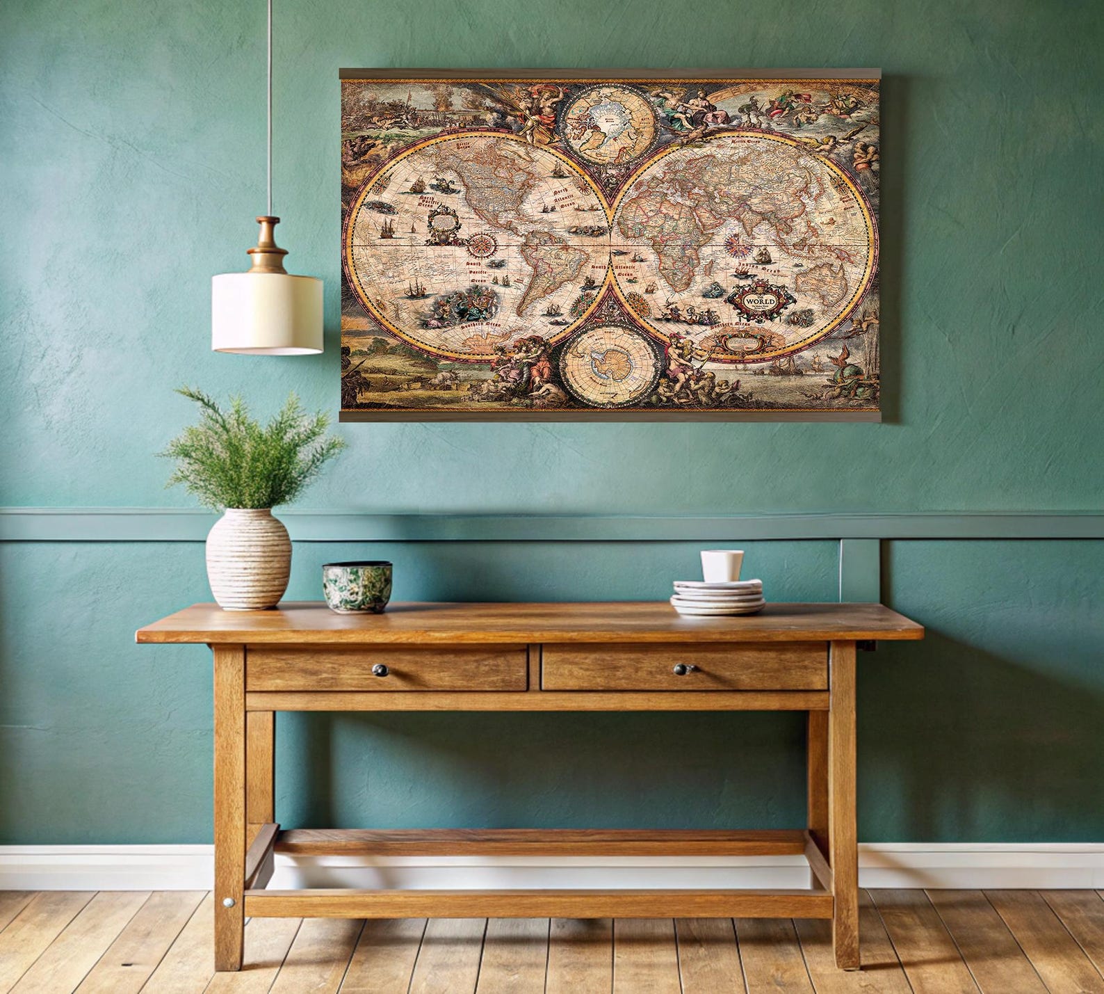 Historic Old World Map,world Map Tapestry, 1626 Old Antique BOHO Map ...