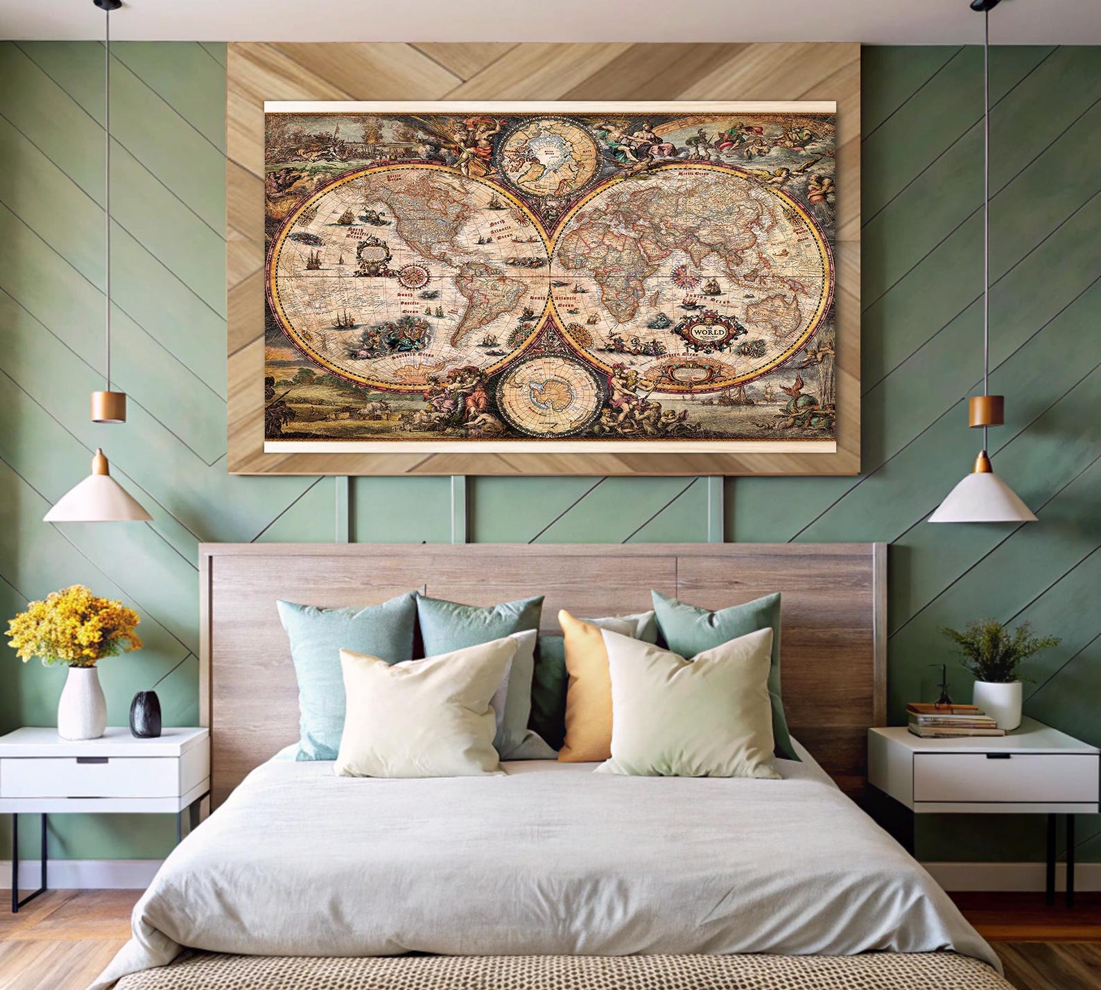 Historic Old World Map,world Map Tapestry, 1626 Old Antique BOHO Map ...