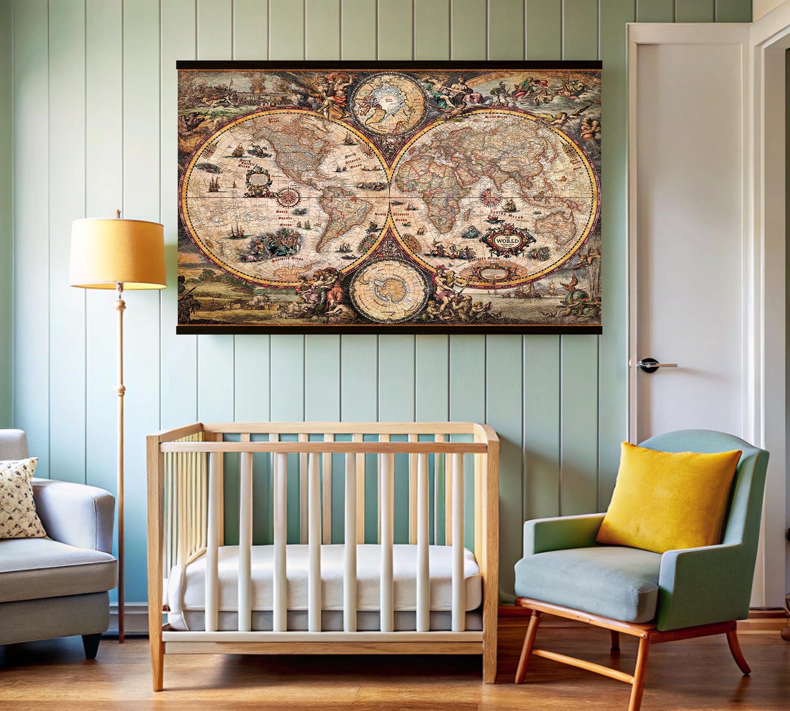 Historic Old World Map,world Map Tapestry, 1626 Old Antique BOHO Map ...
