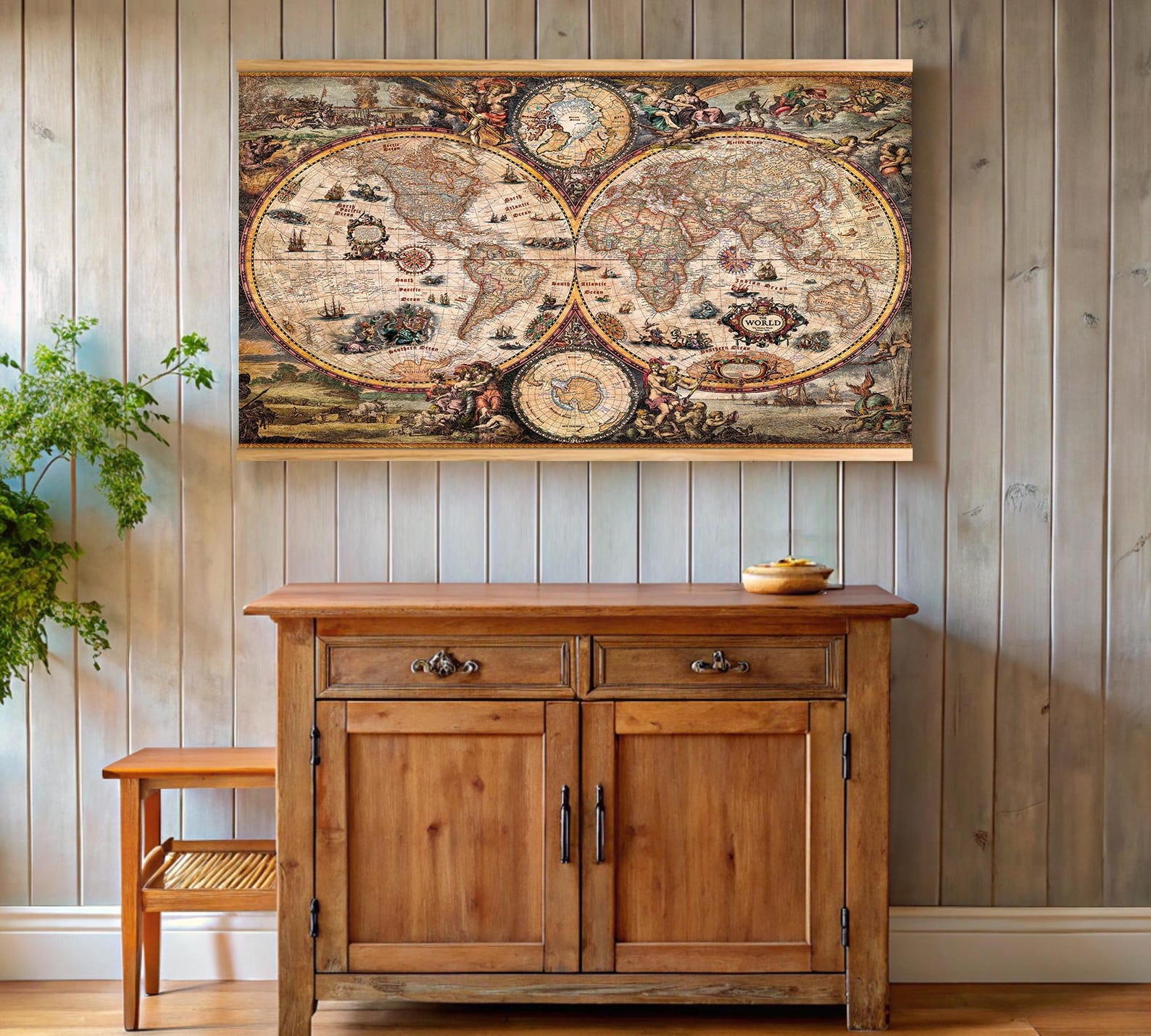 Historic Old World Map,world Map Tapestry, 1626 Old Antique BOHO Map ...