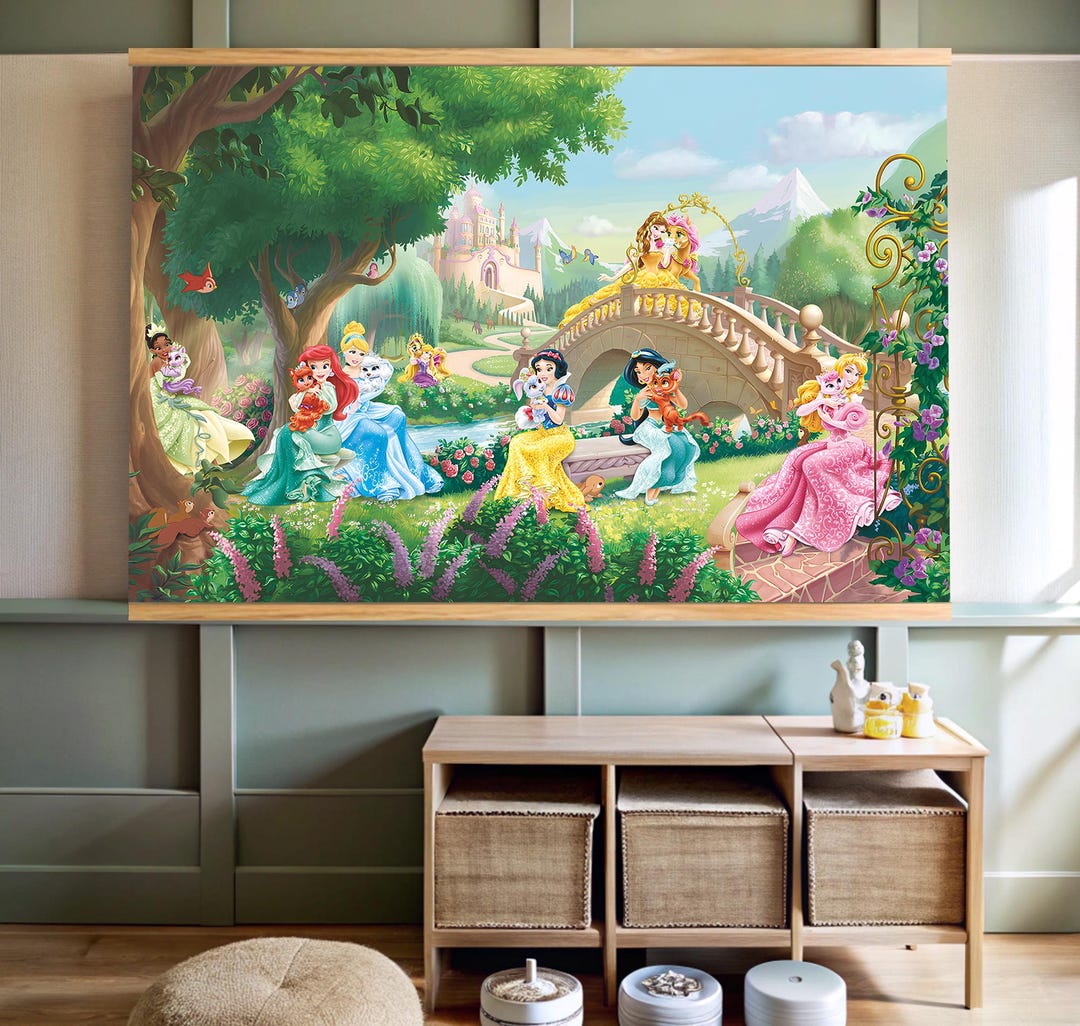 Princesses Tapestry,all Princesses Wall Art for Kids Room, Princess ...