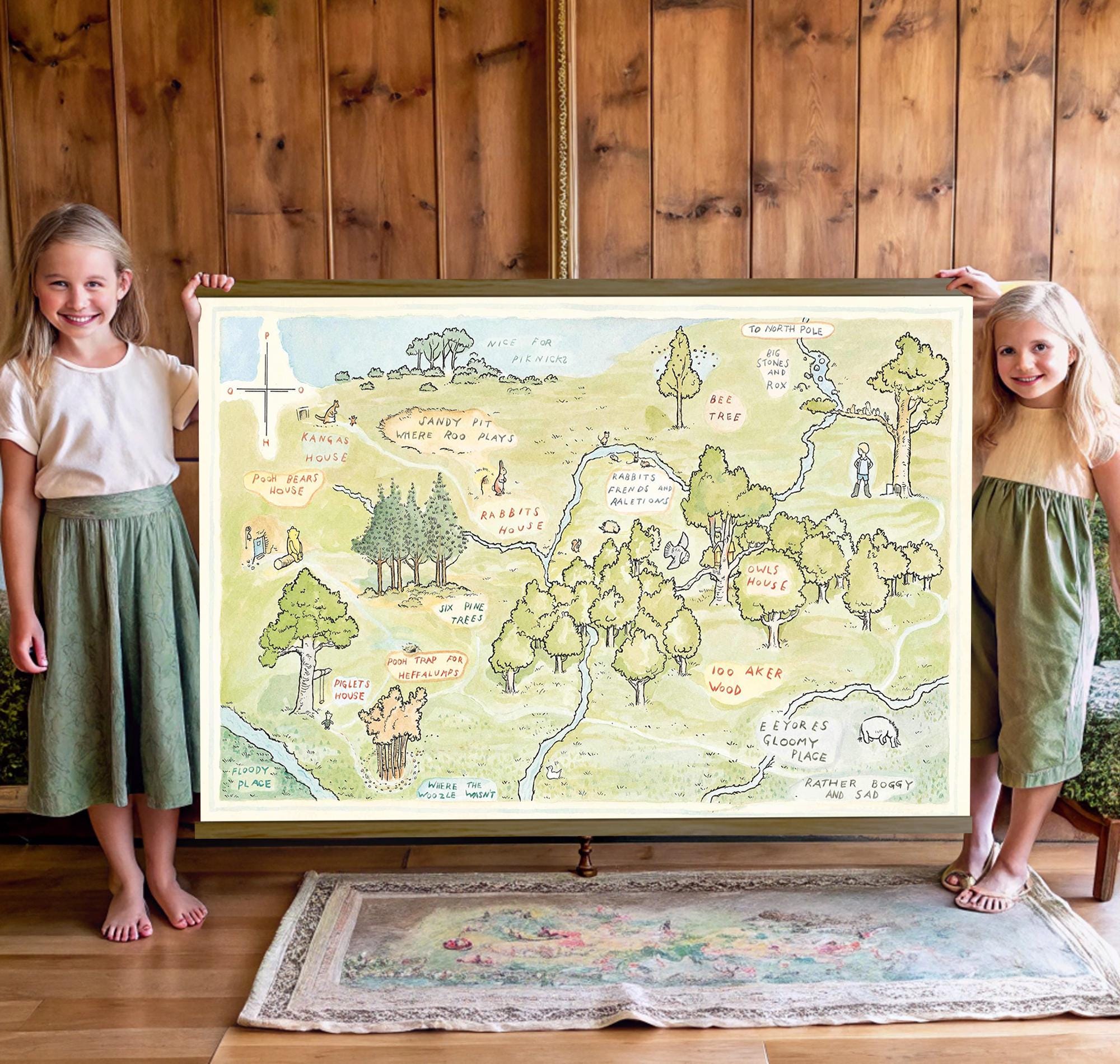 Winnie the Pooh Map, Map Tapestry, 100 Acre Wood Map Tapestry, Winnie ...