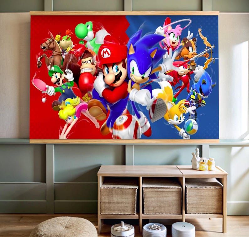 Sonic Wall Decor,tapestry Wall Art, Oversize Sonic Wall Decor,gamer ...