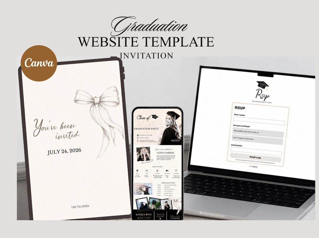 Graduation Website Canva, Class of 2026 Digital Invitation With RSVP ...
