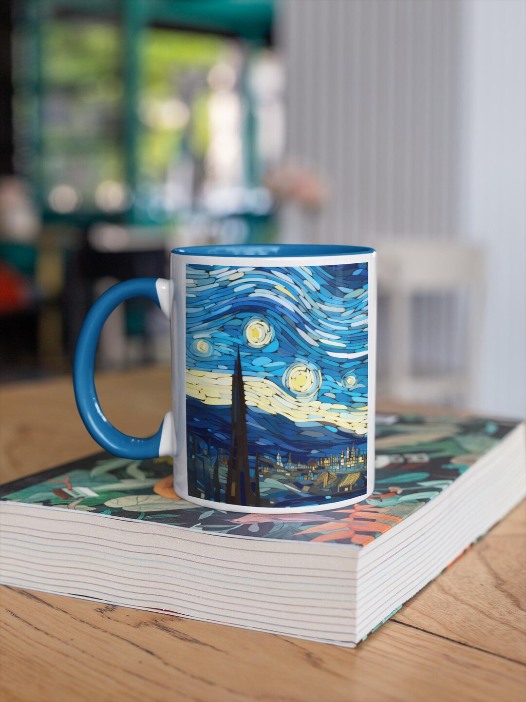 Starry Night Mug, Artistic Coffee Cup, Galaxy Theme, Celestial ...