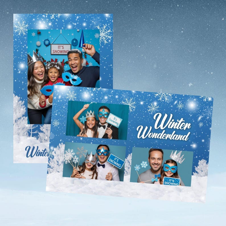 Winter Wonderland Photo Booth Template, Blue Snowflake Photo Booth ...