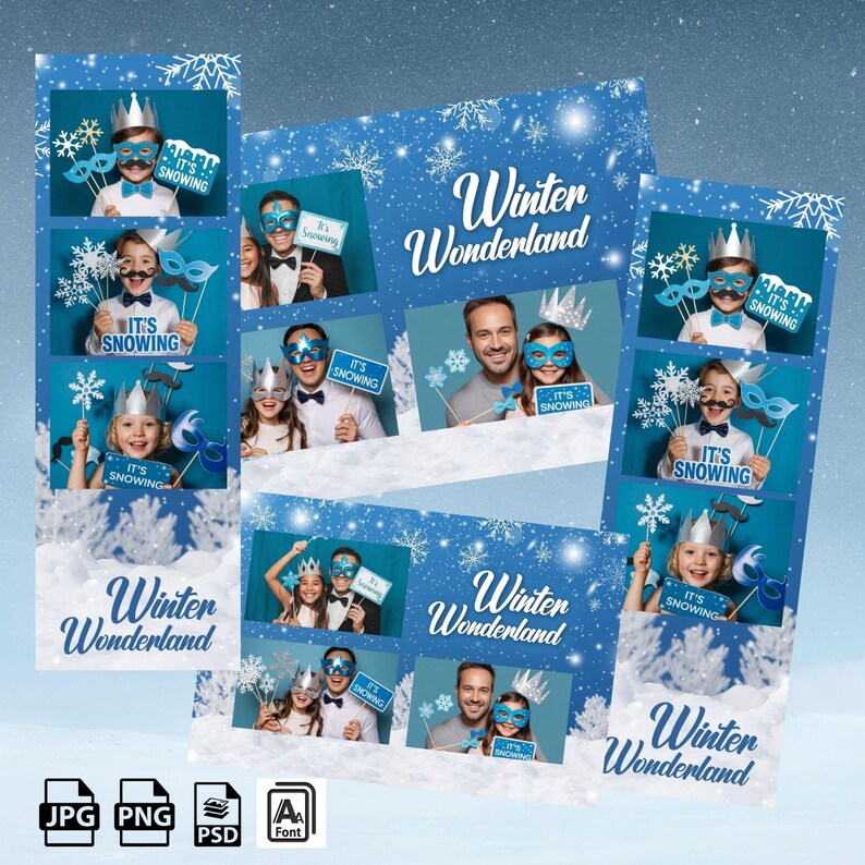 Winter Wonderland Photo Booth Template, Blue Snowflake Photo Booth ...