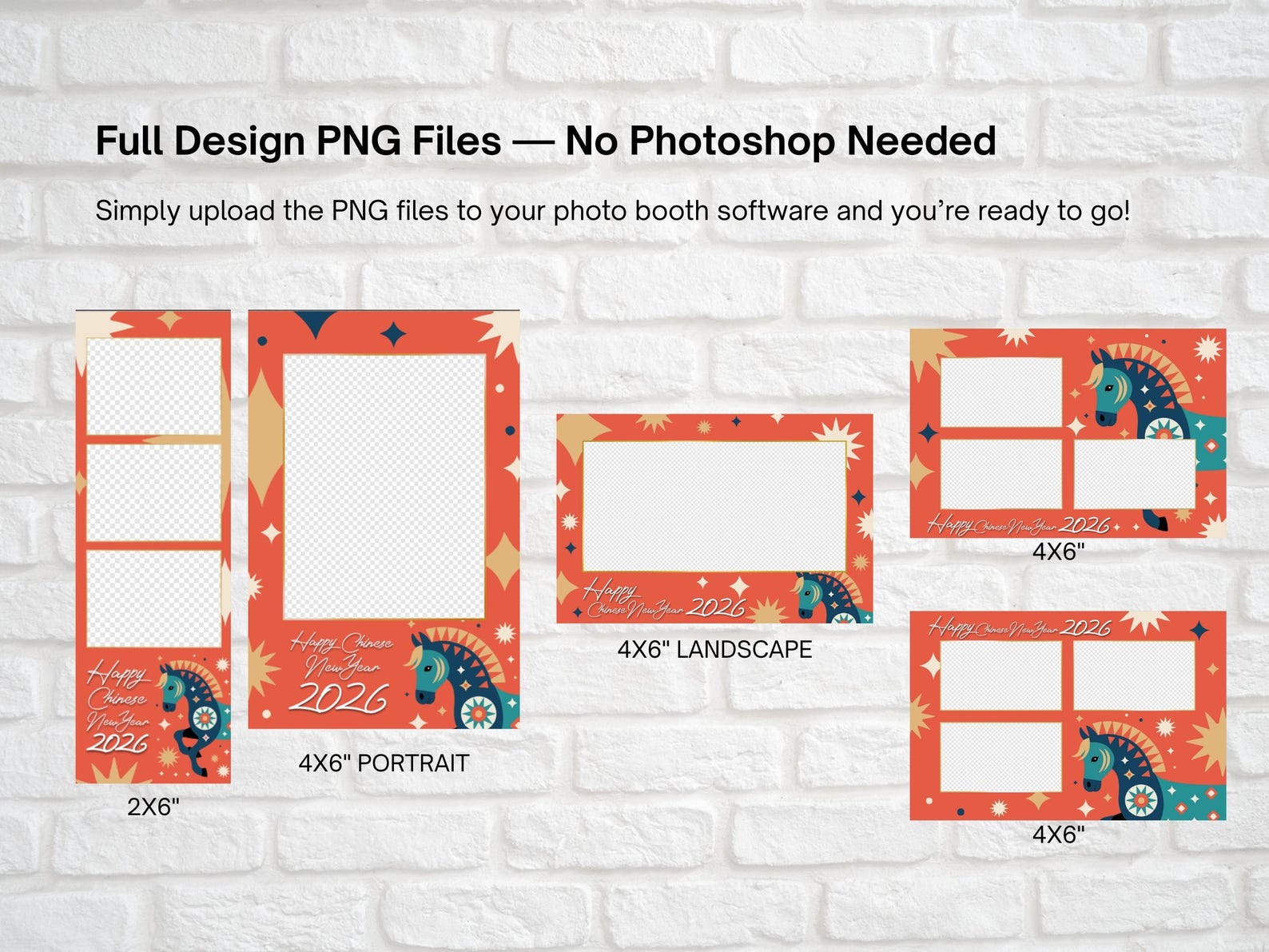2026 Chinese New Year Photo Booth Template, Year of the Horse Photo ...