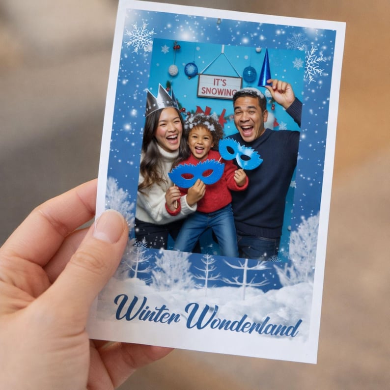 Winter Wonderland Photo Booth Template, Blue Snowflake Photo Booth ...