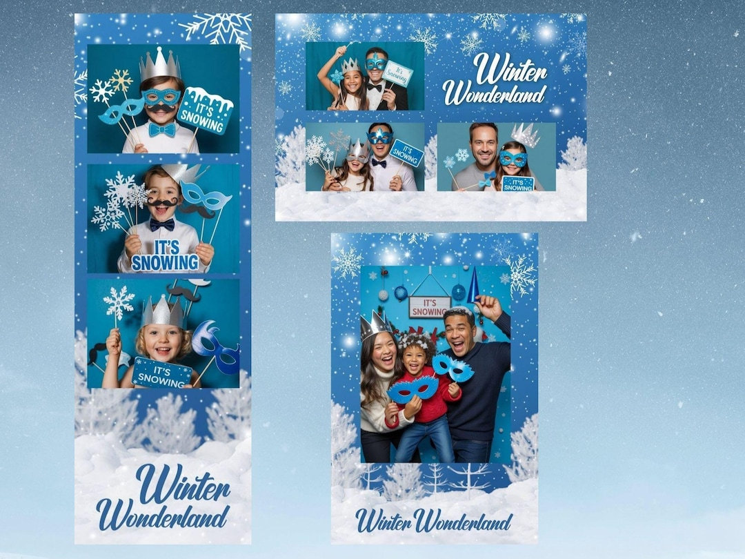 Winter Wonderland Photo Booth Template, Blue Snowflake Photo Booth ...