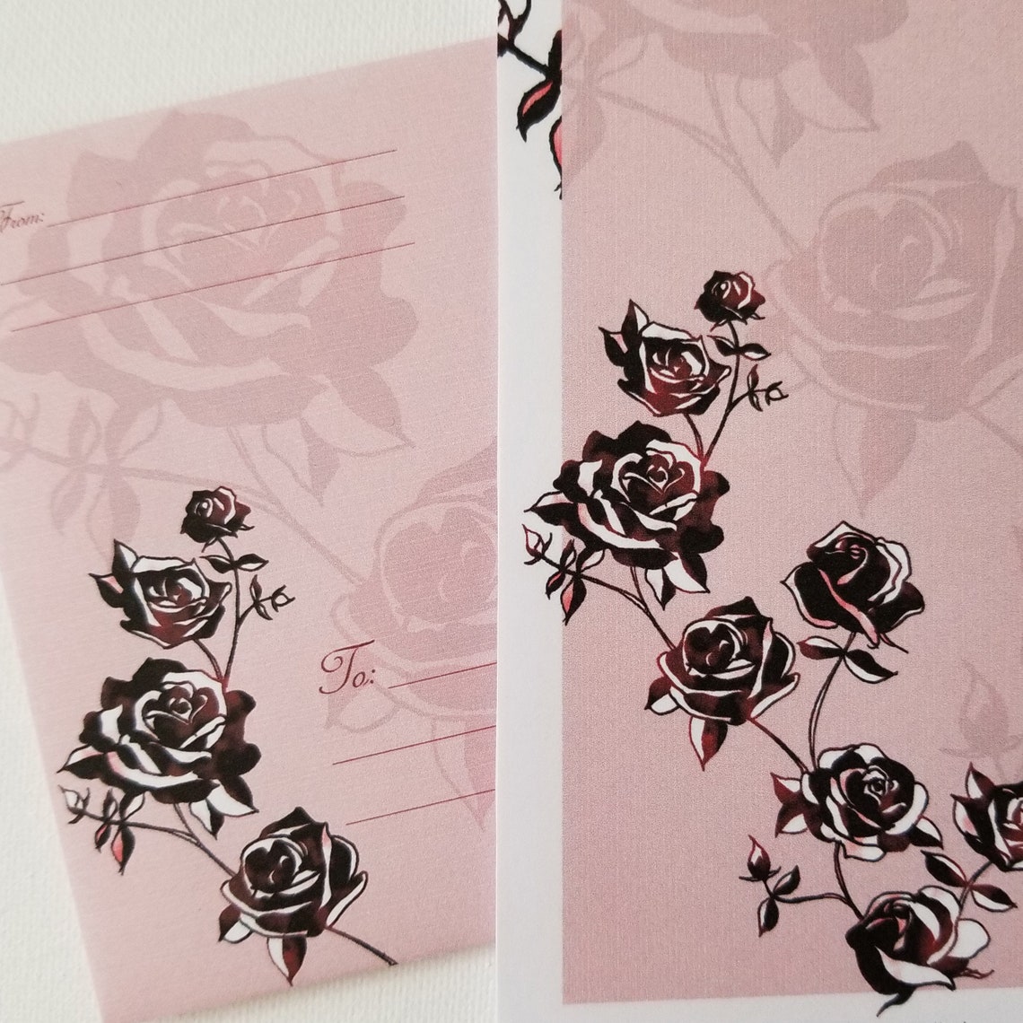 Printable Stationery Digital Download Pink Roses Stationery - Etsy