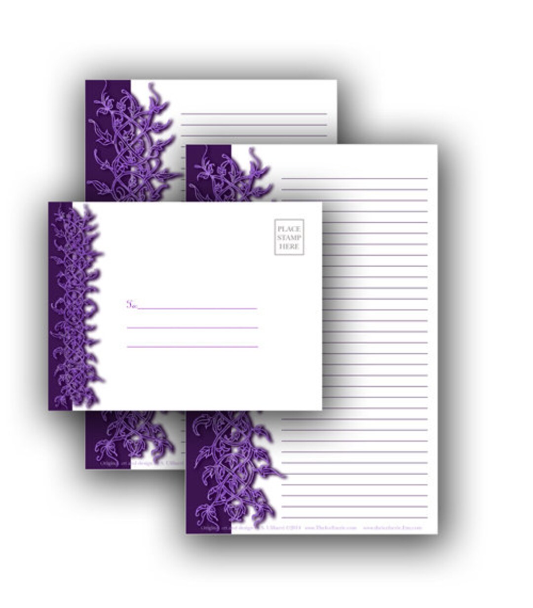 Printable Stationery Digital Download - Violet Vines Stationery and ...