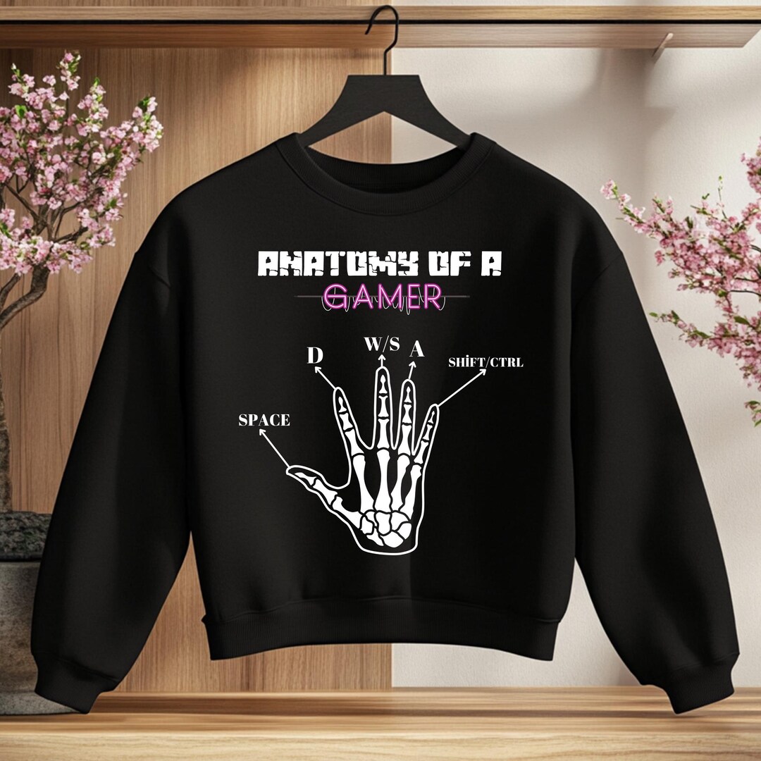 Anatomy of A Gamer Sweatshirt, Funny Gamer Hand Hoodie, Sarcastic ...