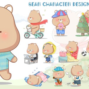 Cute Bears Clipart Bundle, Designs for Animal PNG, Files Kawaii Clipart ...