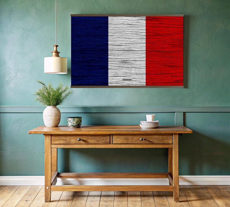 French Flag Rustic Wood Heritage Canvas Art, Tricolore National Symbol ...