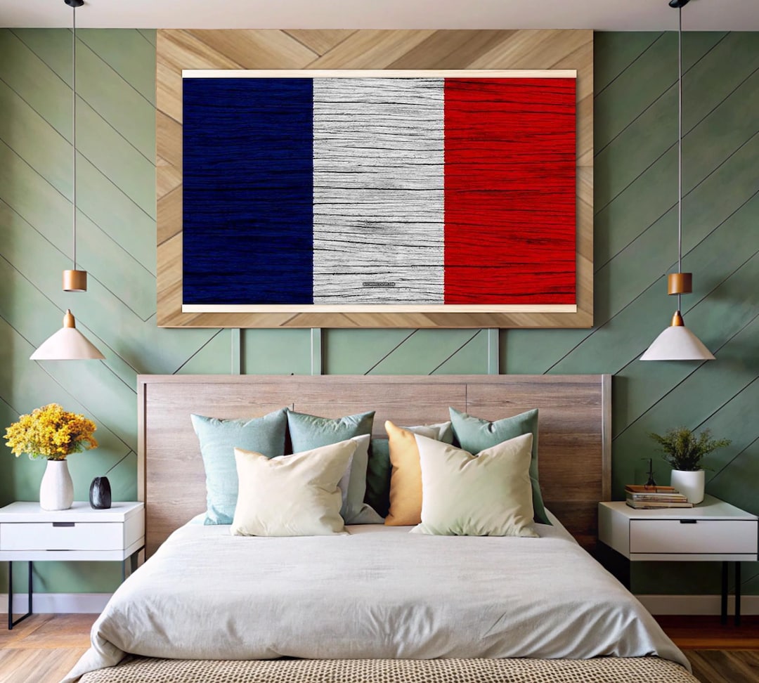 French Flag Rustic Wood Heritage Canvas Art, Tricolore National Symbol ...