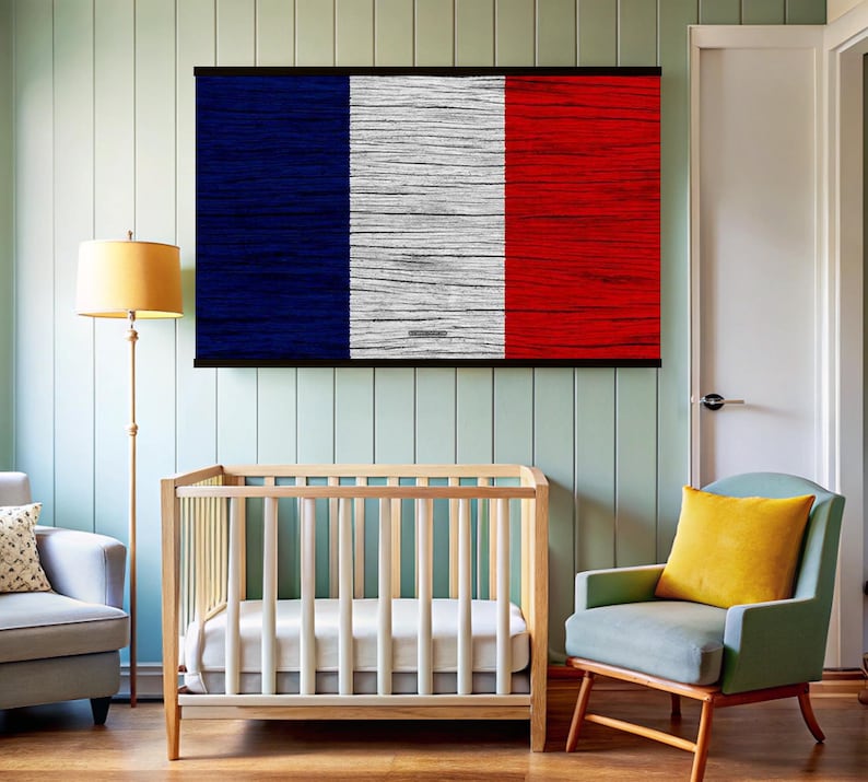 French Flag Rustic Wood Heritage Canvas Art, Tricolore National Symbol ...