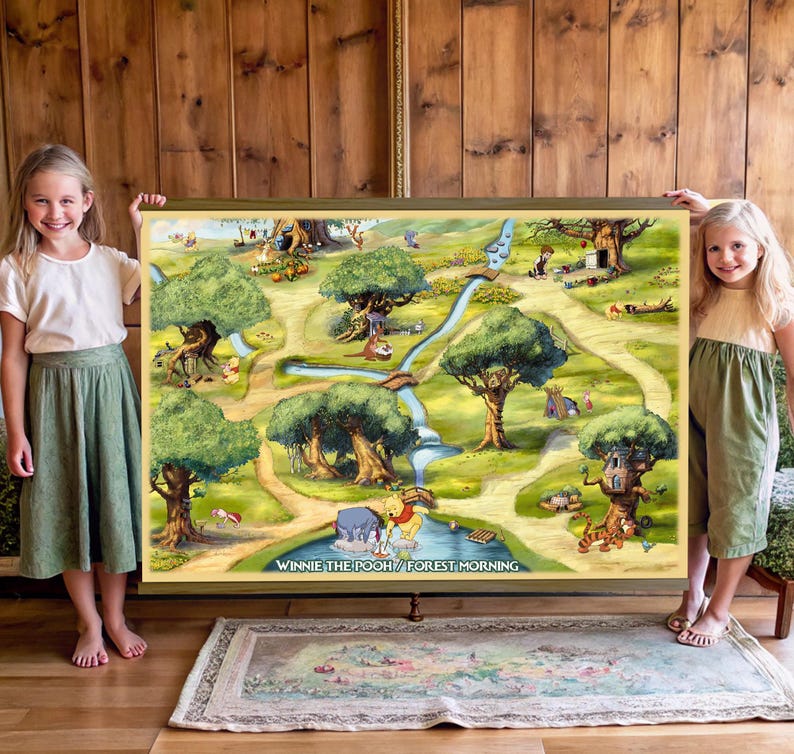 Winnie the Pooh Forest Morning Canvas, Hundred Acre Wood Adventure Path ...