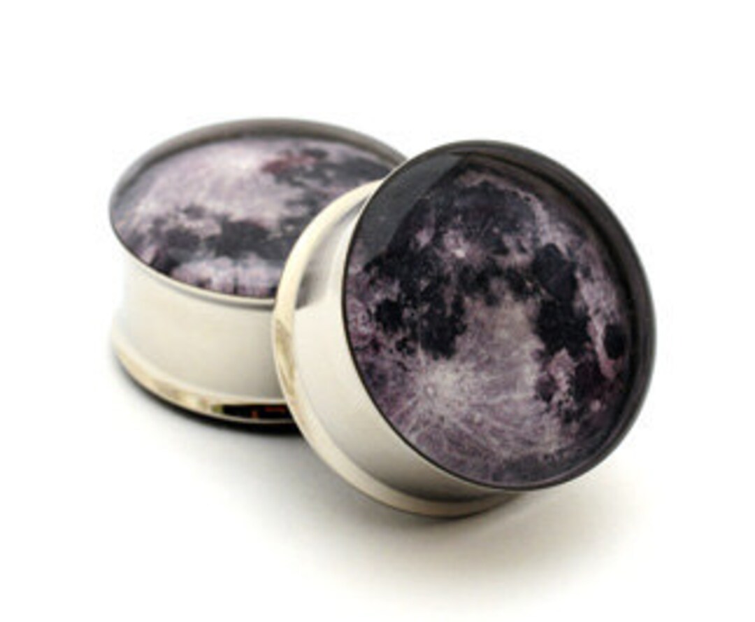 Moon Picture Plugs Gauges - 16g, 14g, 12g, 10g, 8g, 6g, 4g, 2g, 0g, 00g ...