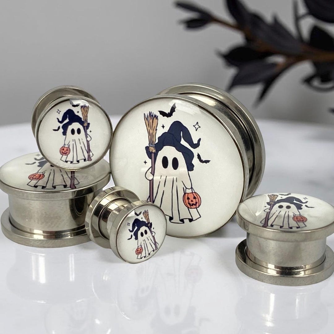 Cute Ghost Style 1 Stainless Steel Plugs – Witch Costume Gauges - Etsy