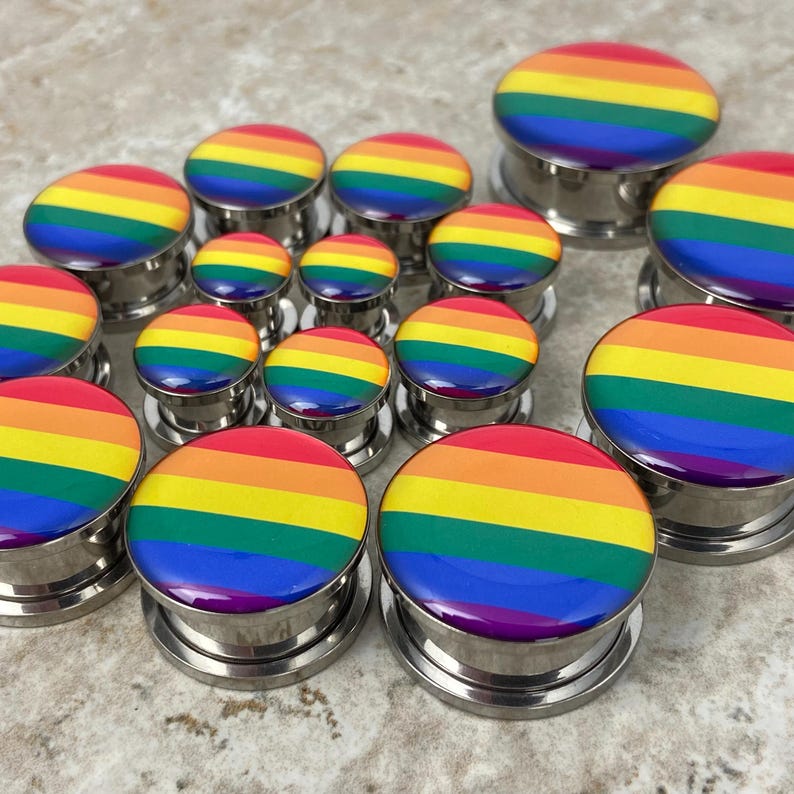 Rainbow Pride Plugs – Surgical Stainless Steel Gauges - Etsy