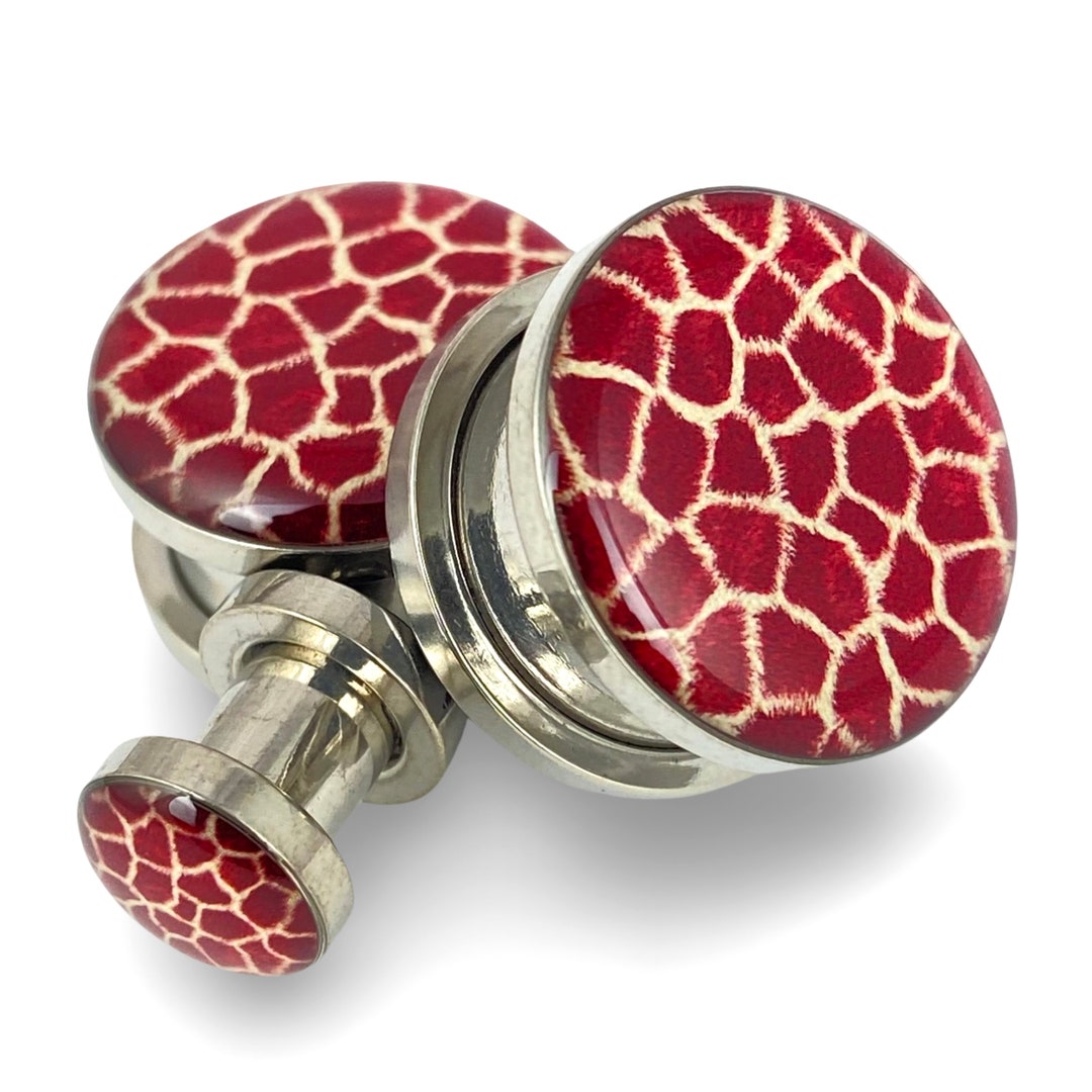 Giraffe Print Stainless Steel Picture Plugs - Etsy