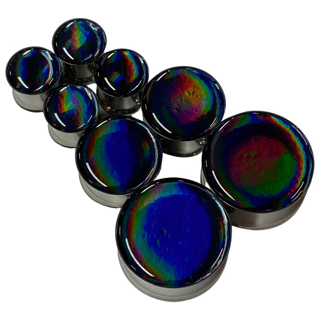 Embedded Black Chrome Color Shift Double Flare Plugs, Surgical Steel - Etsy