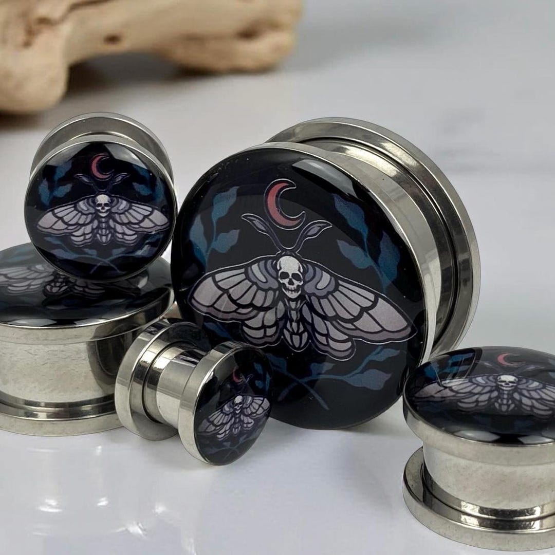 Death Moth Picture Plugs – Surgical Steel Gauges - Etsy